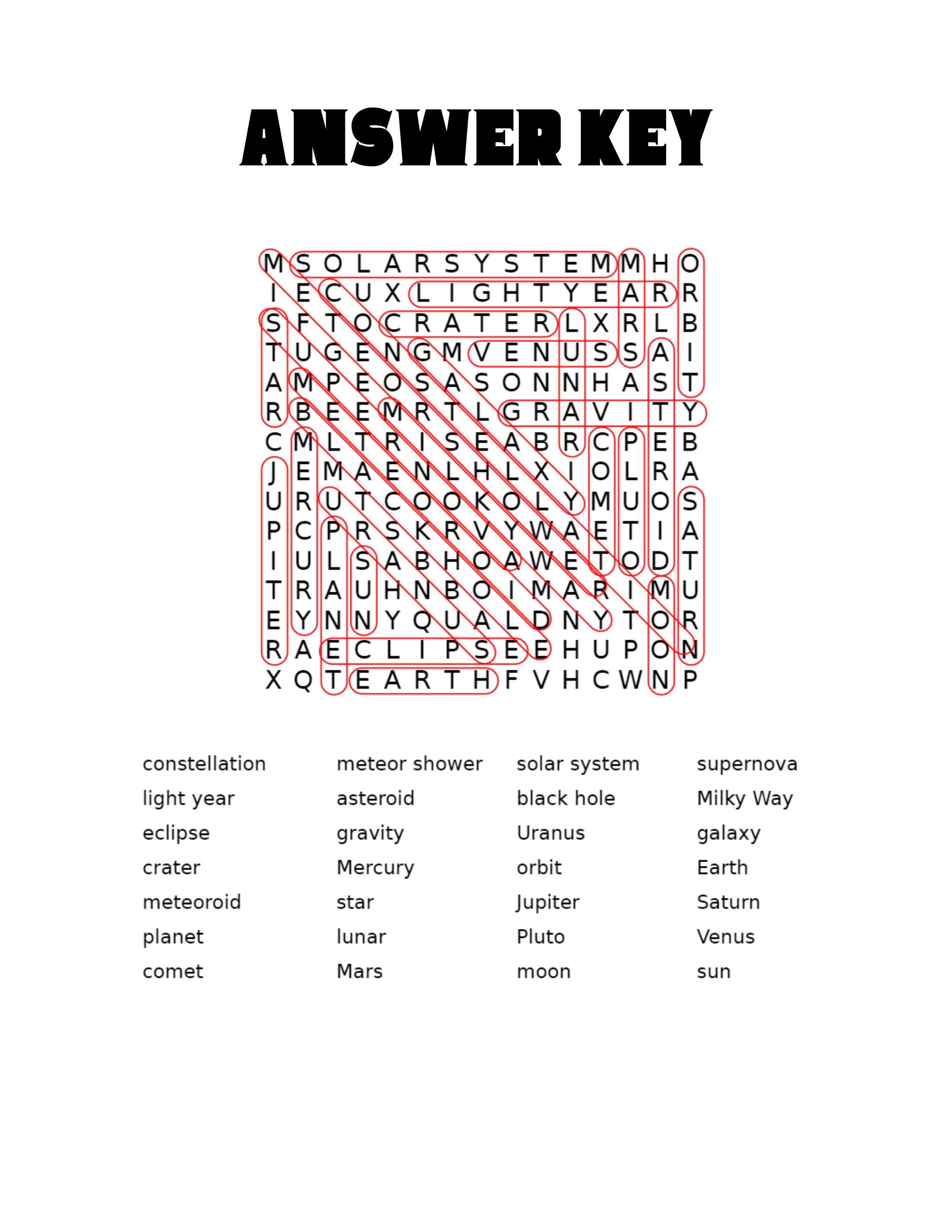 Space Science Word Search Worksheet Instant Digital Download - Etsy