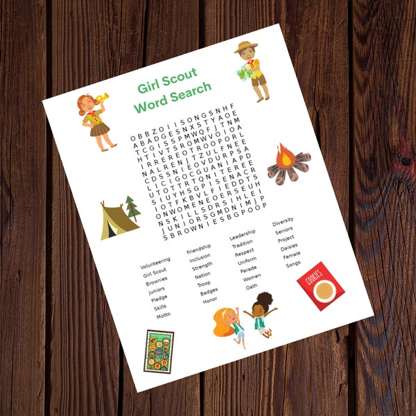 Girl Scout Word Search - Etsy
