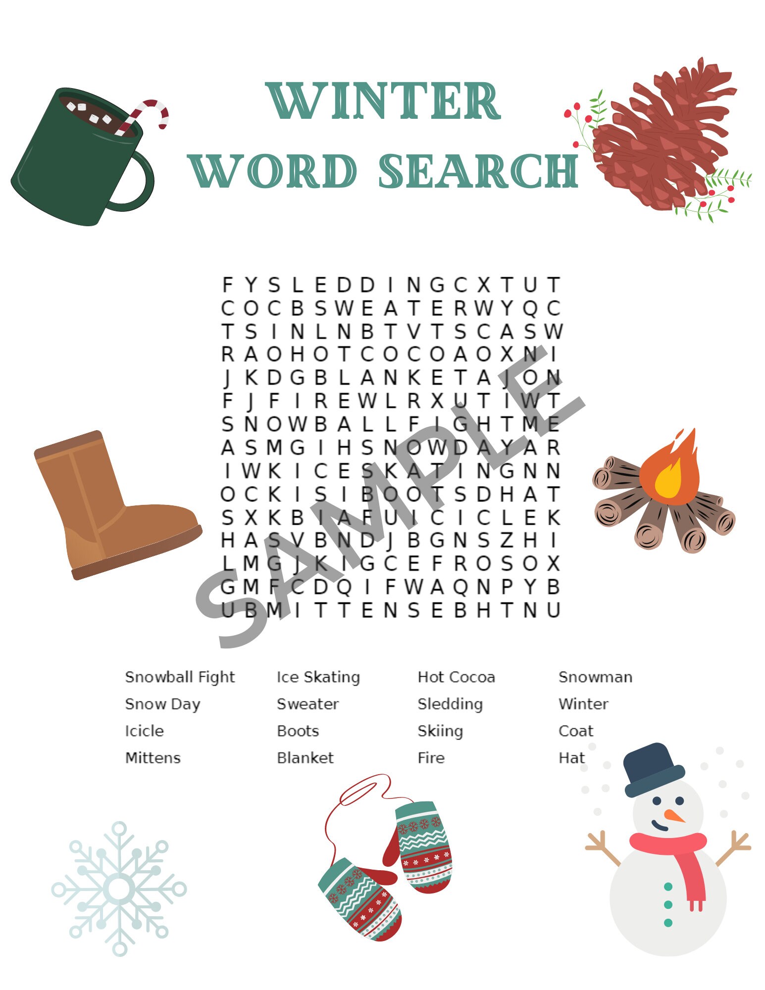 Winter Word Search - Digital Download - Etsy