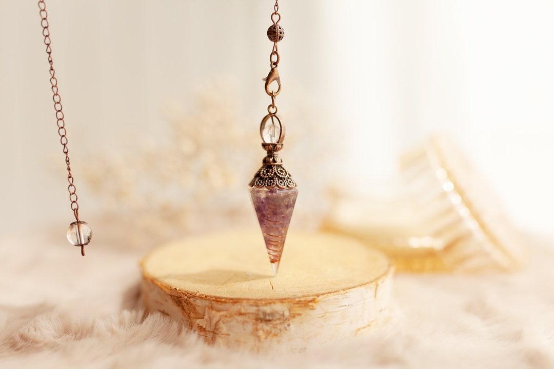 Amethyst Pendulum, Bronze Chain, Dowsing, Divinatory Pendulum. - Etsy