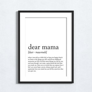 Dear Mama - Tupac - Printable Quote - Etsy
