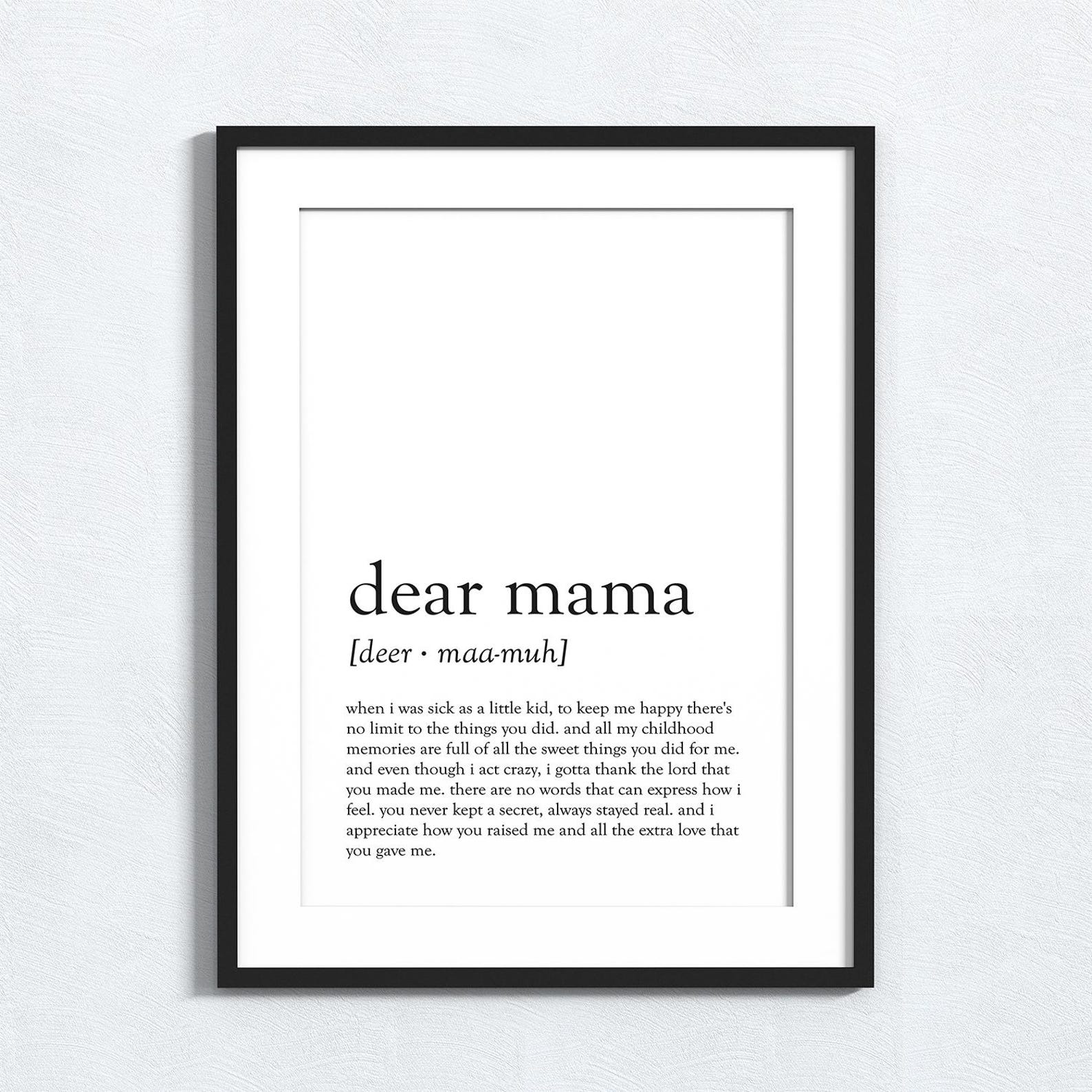Dear Mama - Tupac - Printable Quote - Etsy