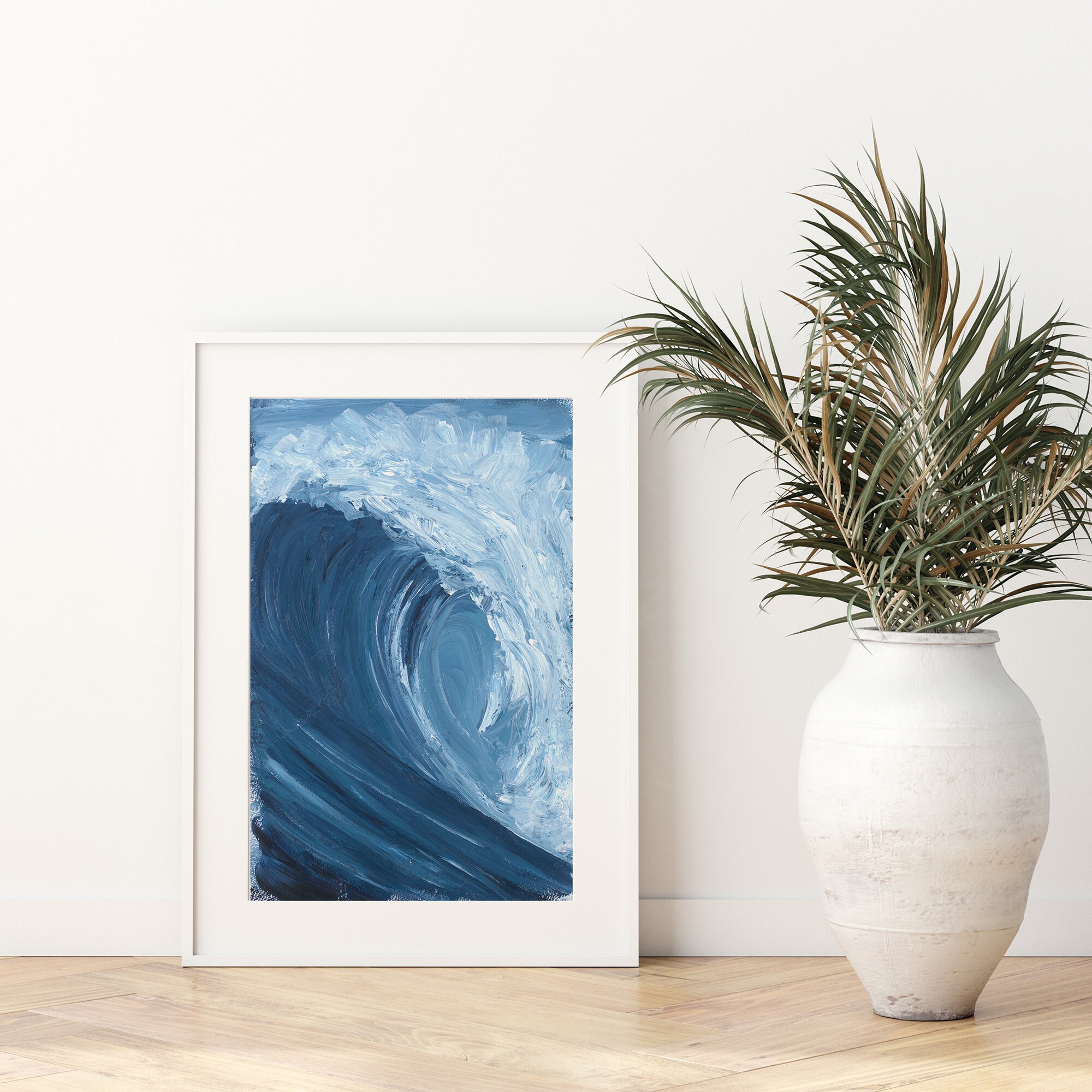 Acrylic Wave Break Print Blue Wave Art Print Moody Blue Art - Etsy