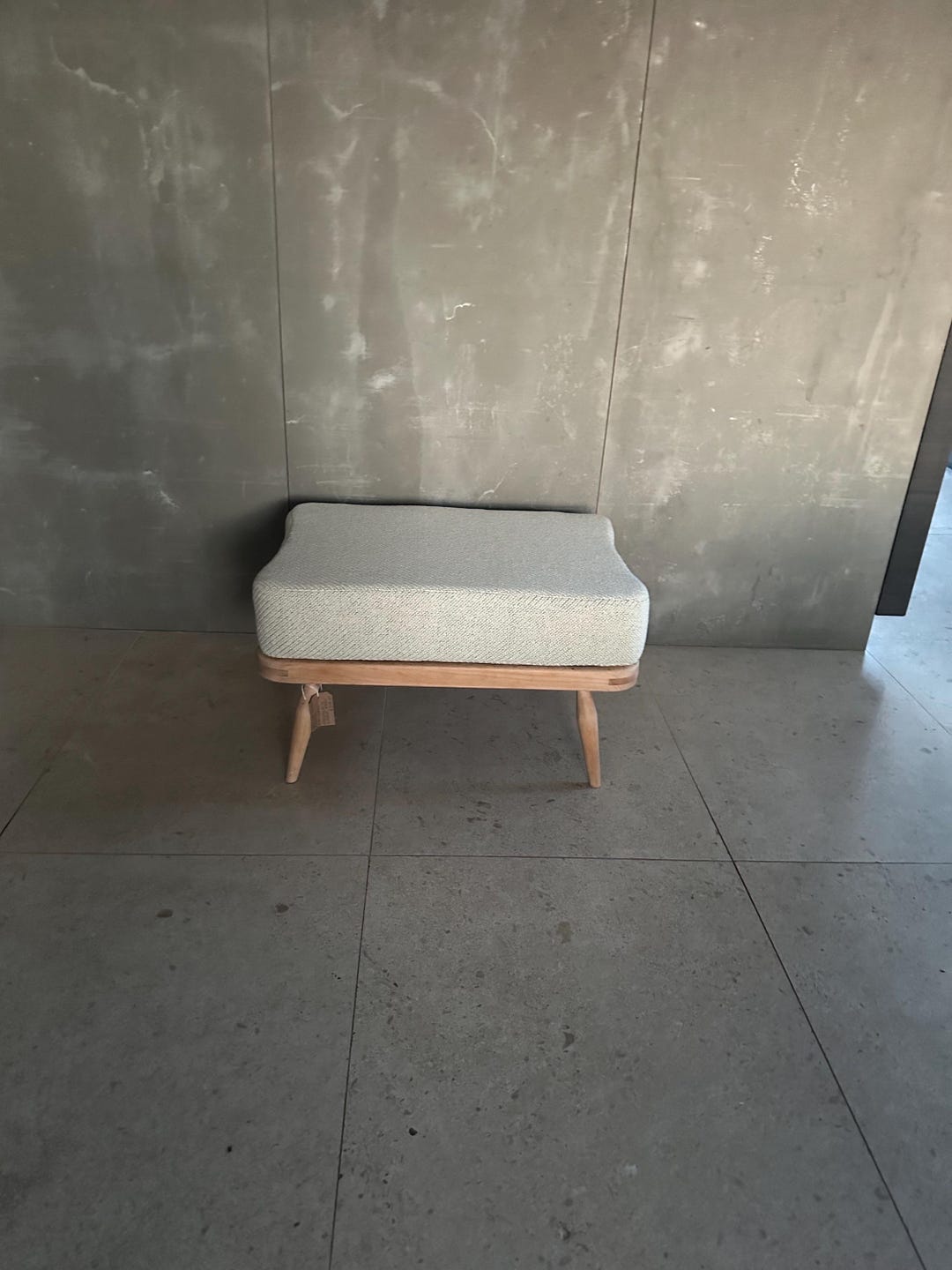 Ercol 341 Blonde Low Stool C/w Cushion Upholstered in Kvadrat Fabric ...