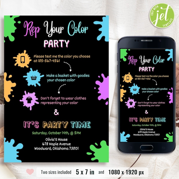 Color Party Invite - Etsy
