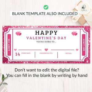 Editable Valentine Coupon, Surprise Gift Ticket, Valentine's Day Ticket ...