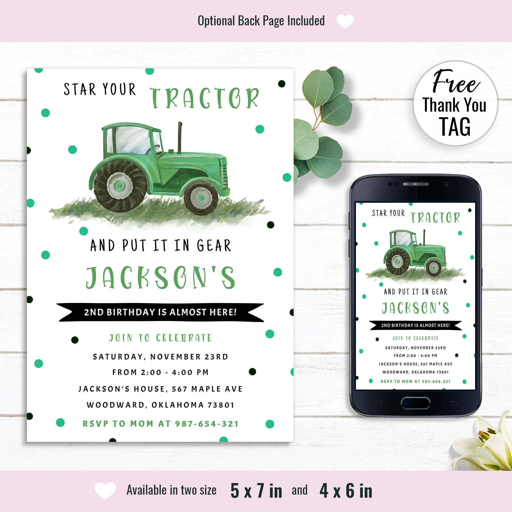 DIY Tractor Birthday Invitation Printable Tractor Invite - Etsy