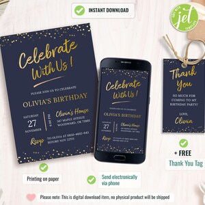 Editable Minimalist Birthday Invitation, Simple Birthday Invite, Party ...