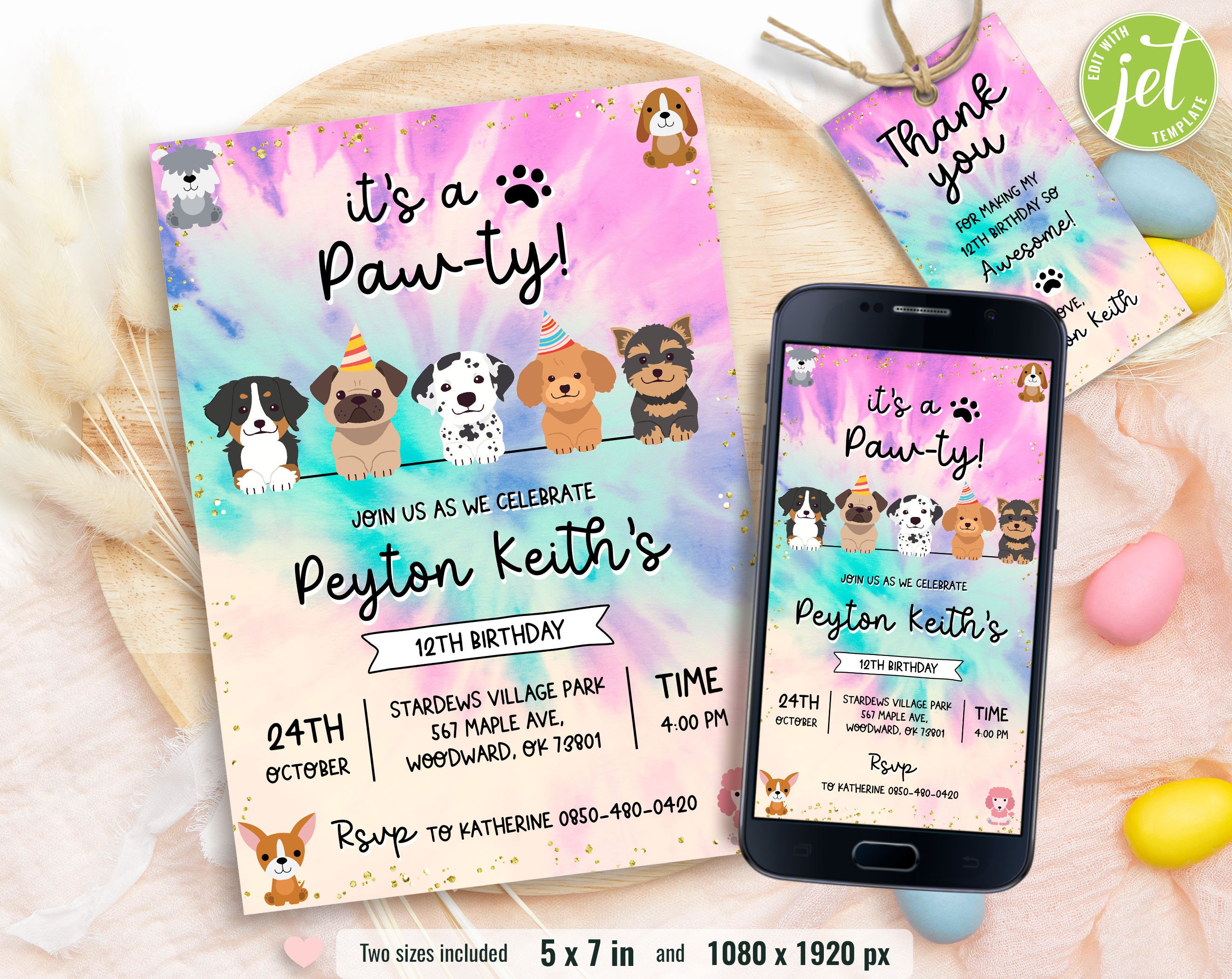 Puppy Birthday Invitation Template, Dog Invitation, Printable Puppy ...