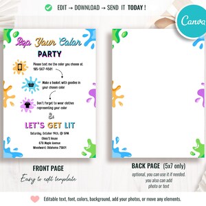 Editable Party Invitation, Rep Your Color, Color Theme Party Invite ...
