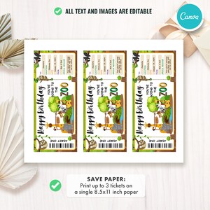 Zoo Ticket Template, Surprise Zoo Ticket, Birthday Gift Coupon ...