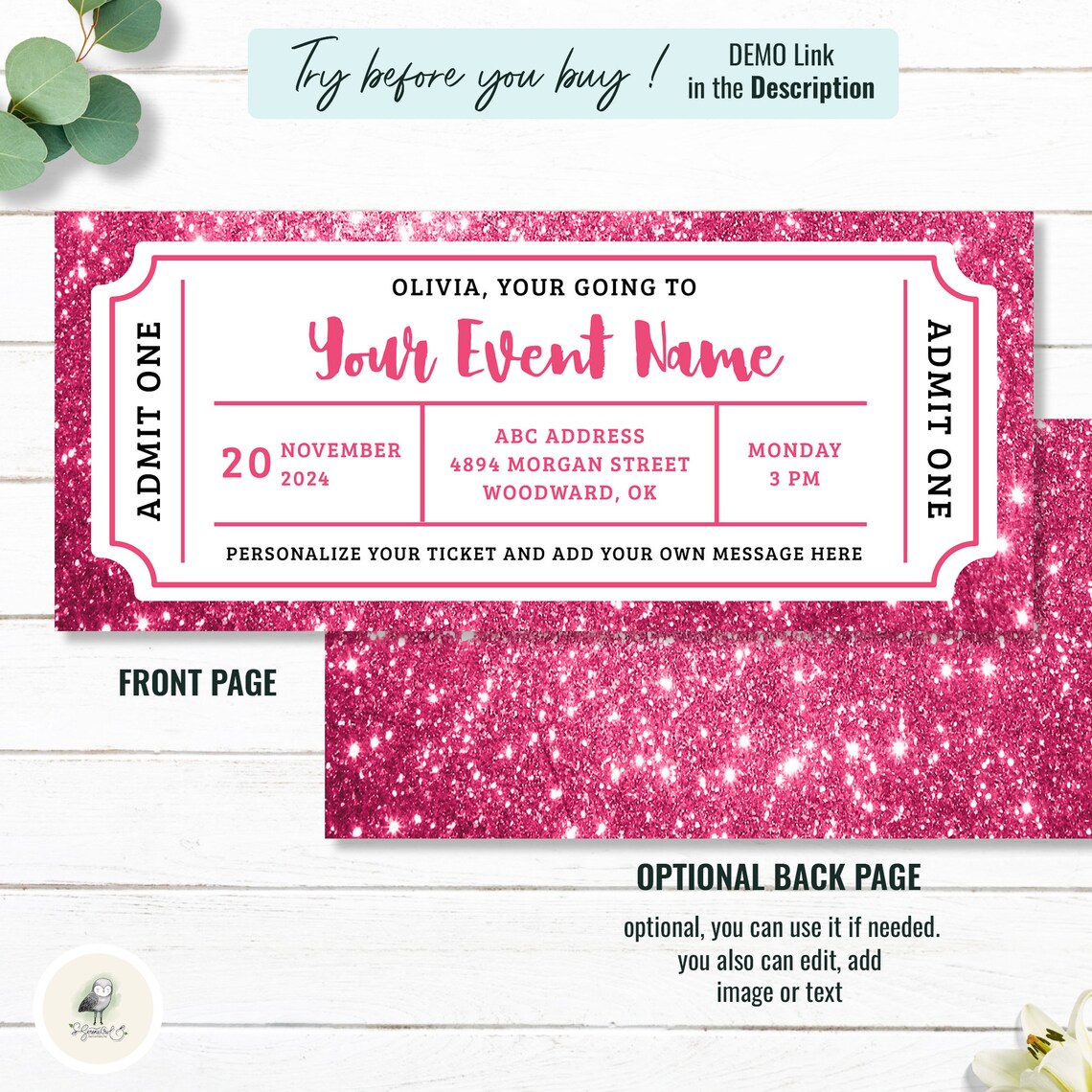 Editable Surprise Event Ticket, Printable Gift Ticket, Surprise Coupon ...