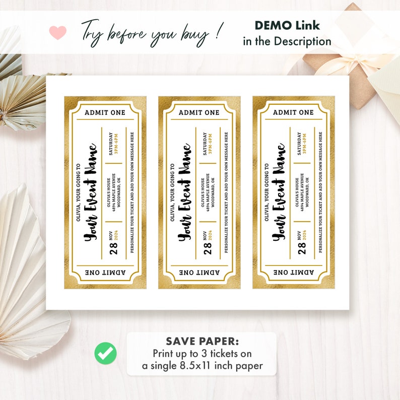 Editable Surprise Event Ticket, Printable Gift Ticket, Surprise Coupon ...