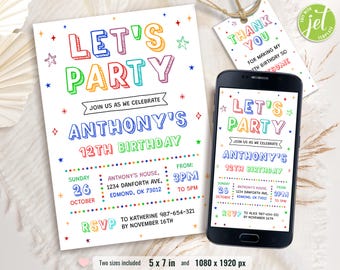Simple Colorful Birthday Invite, Bright and Cheerful Party, Invitations ...