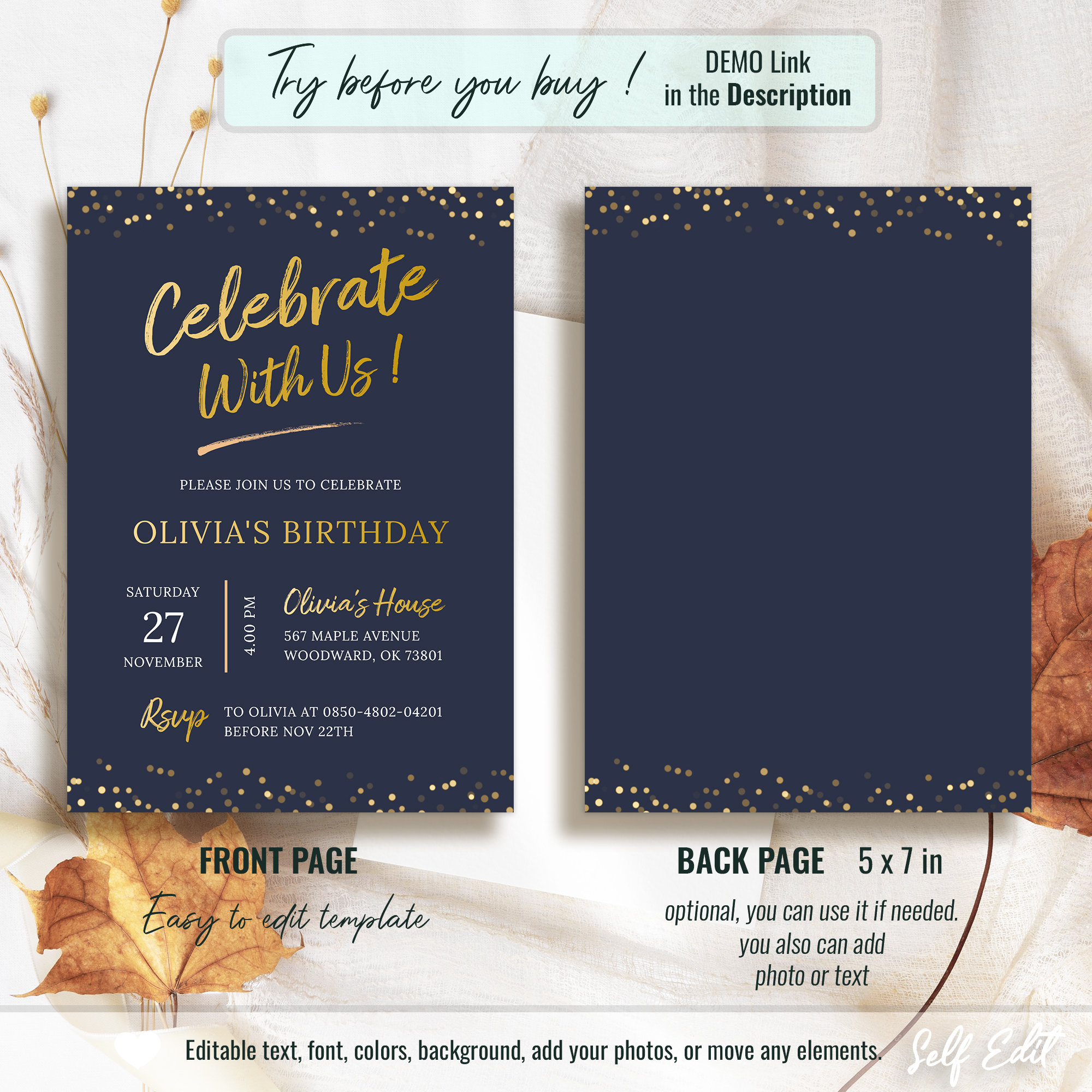 Simple Party Invite Minimalist Birthday Invitation Adult and - Etsy