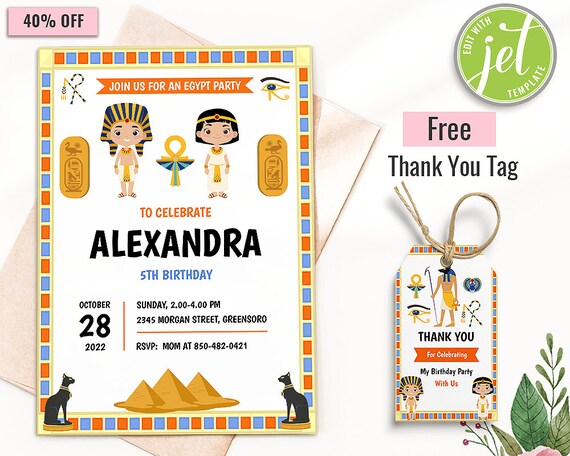 Egypt Birthday Template Ancient Birthday Invite Card | Etsy