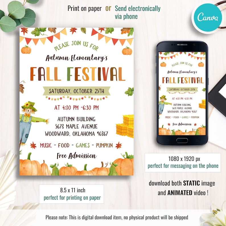 Fall Festival Flyer Template Editable Fall Festival Invite - Etsy