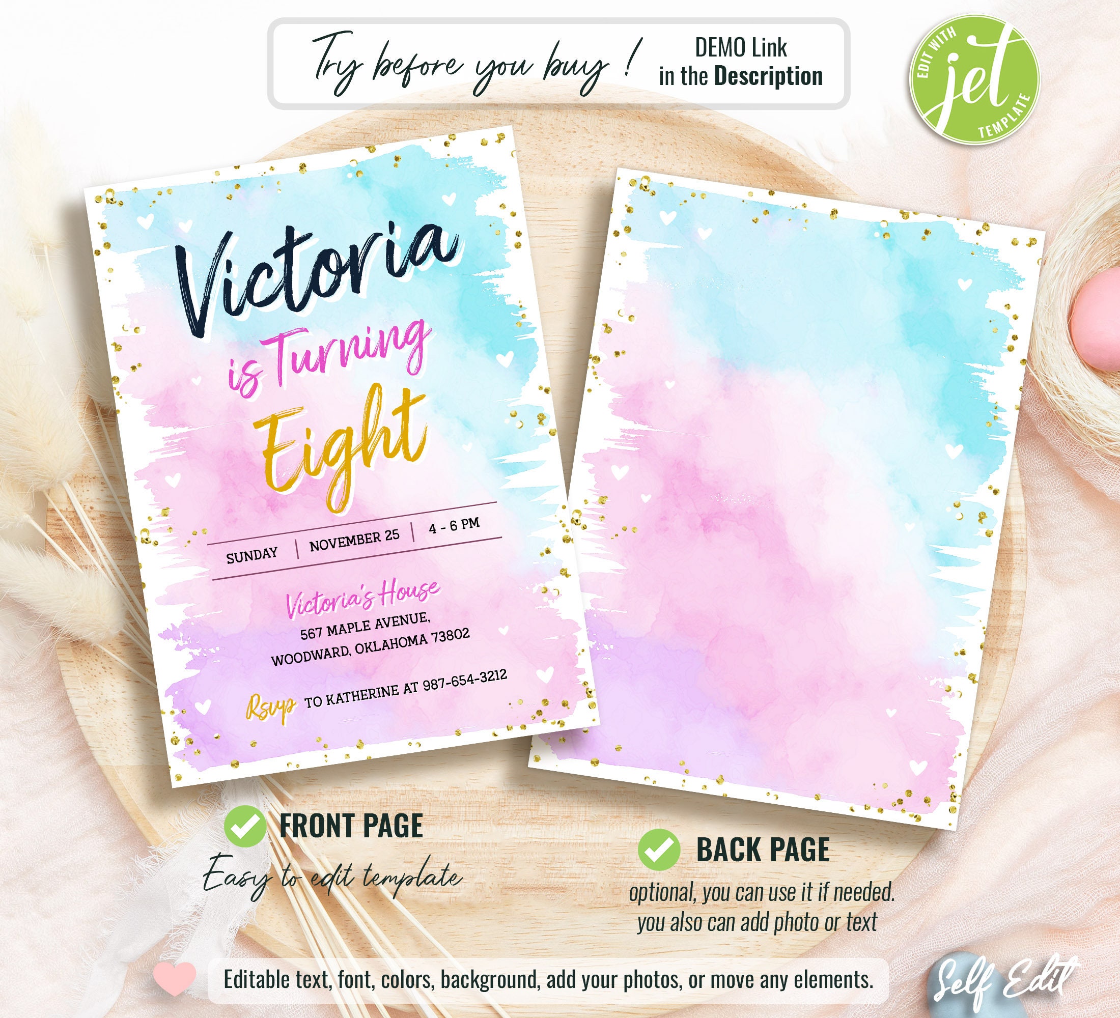Colorful Birthday Invitation Template, Painting Birthday Invite, Party ...