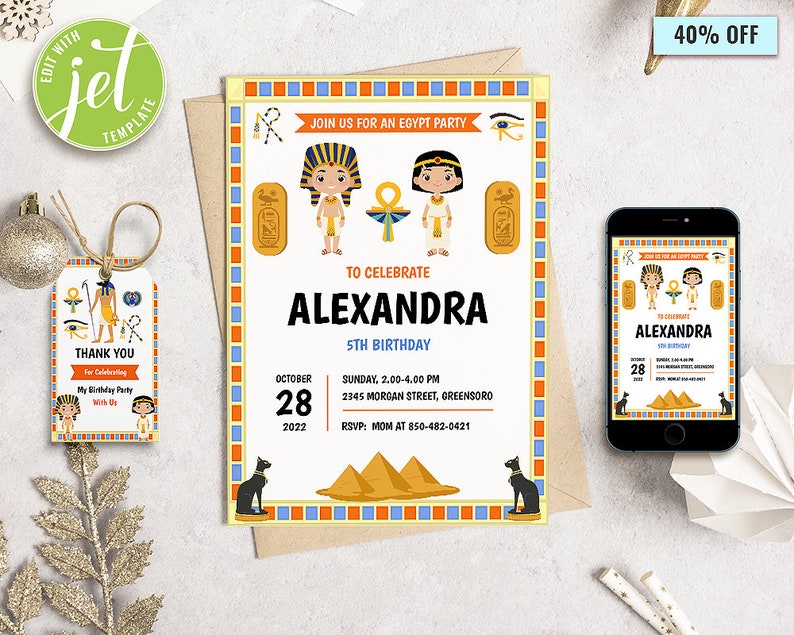 Egypt Birthday Template Ancient Birthday Invite Card - Etsy