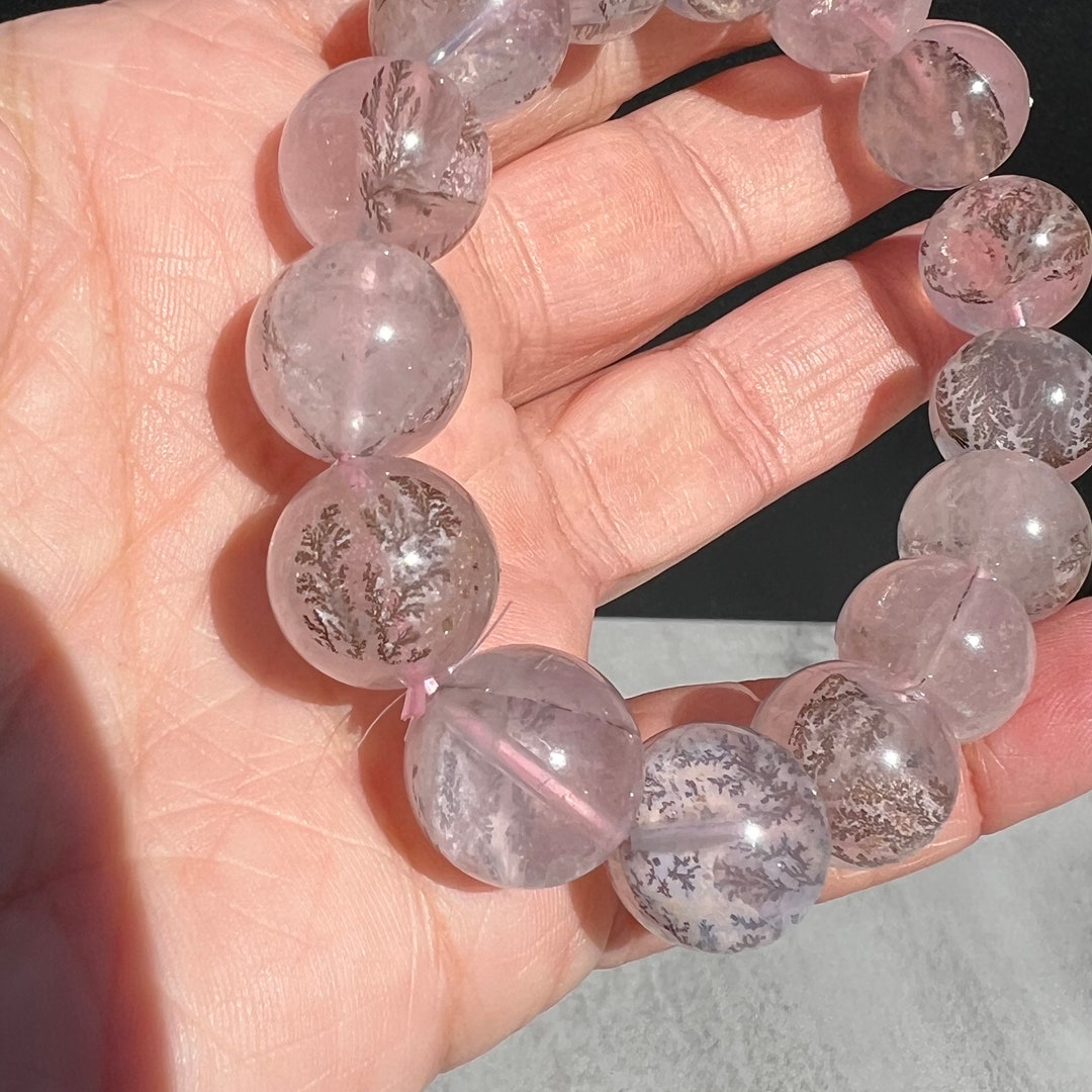 Gorgeous Dendritic Star Rose Quartz Bracelet 14MM | Handmade Rose ...