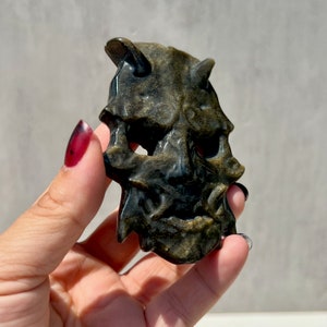 Goldsheen Obsidian Demon Mask | Halloween Crystals | Spooky Decorations ...