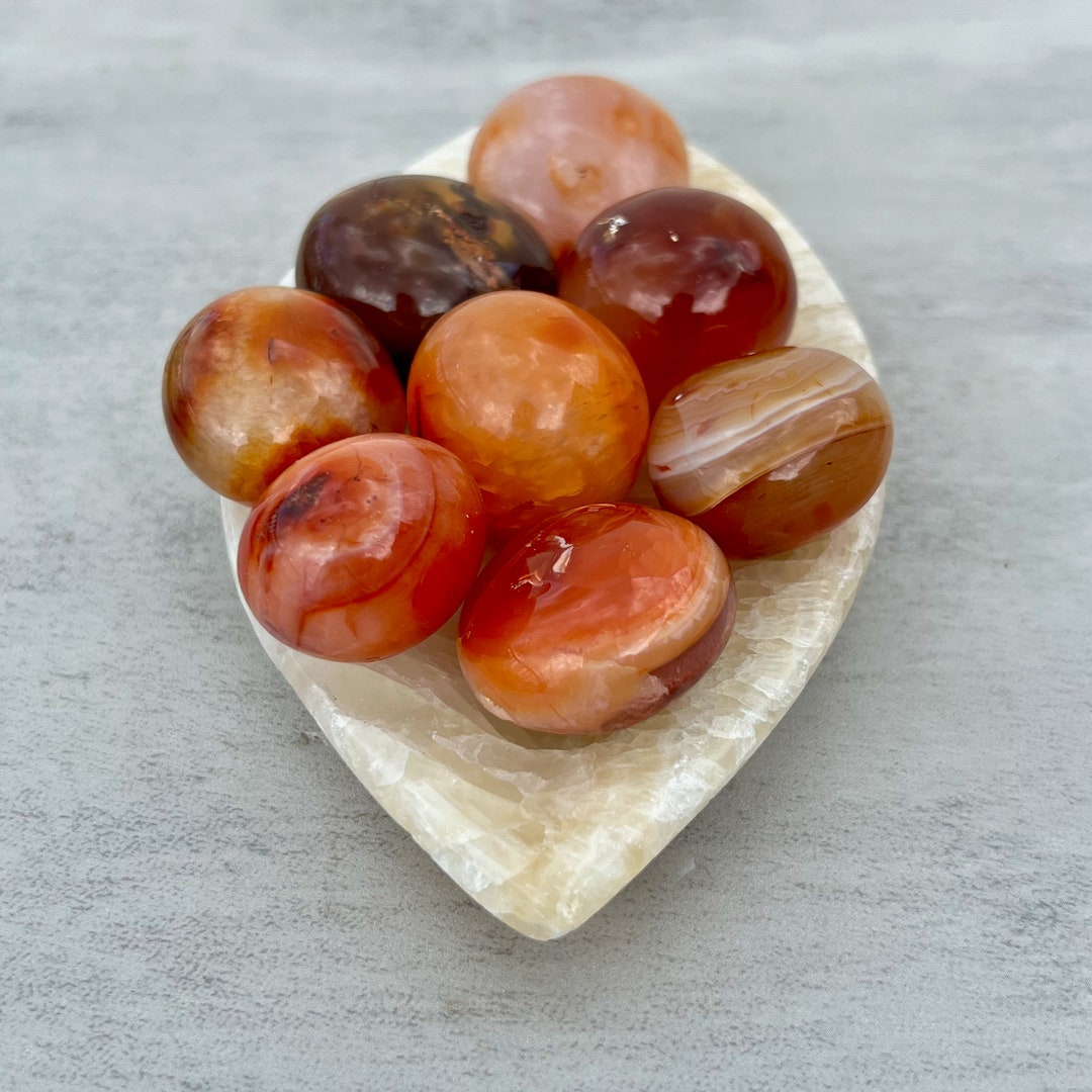 Luxury XXL Carnelian Tumble | Banded Agate Tumbles | Crystal Gridding ...