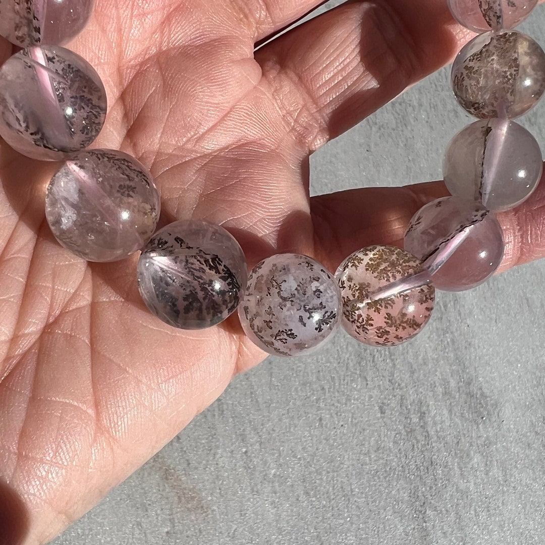 Gorgeous Dendritic Star Rose Quartz Bracelet 14MM Handmade Rose Quartz ...