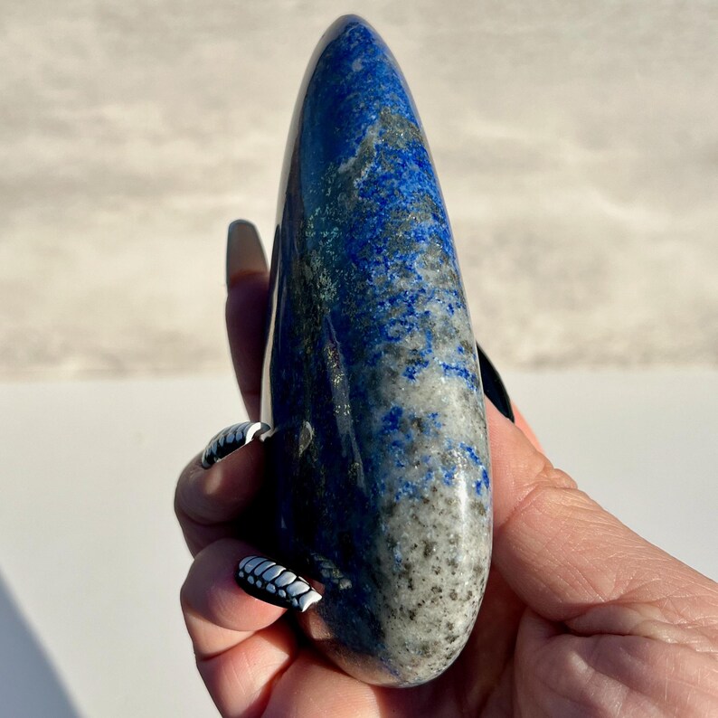 XL Lapis Lazuli Palm Stone With Pyrite and Calcite - Pakistan - Etsy