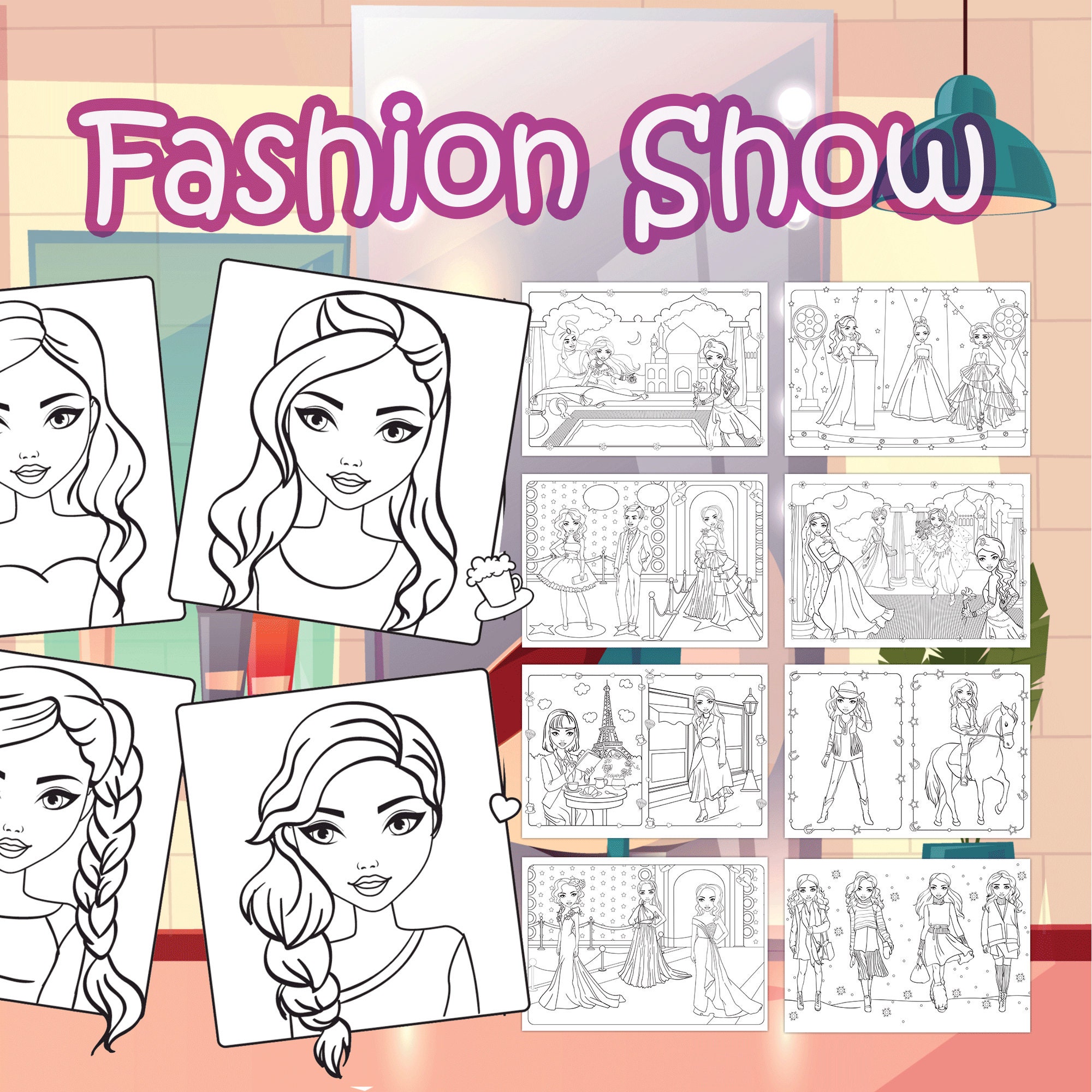Be a Fashion Designer! 44 Coloring Pages for Kids and Teens. Glamorous ...