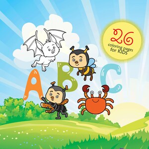 Color Animals and Learn Alphabet 26 Coloring Pages for Kids. Printable ...