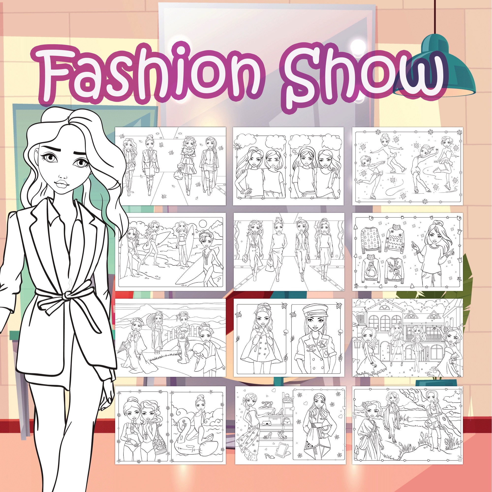 Be a Fashion Designer! 44 Coloring Pages for Kids and Teens. Glamorous ...
