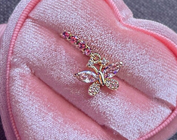 PINK/WHITE BUTTERFLY Nose Ring Nose Piercing Nose Jewelry - Etsy