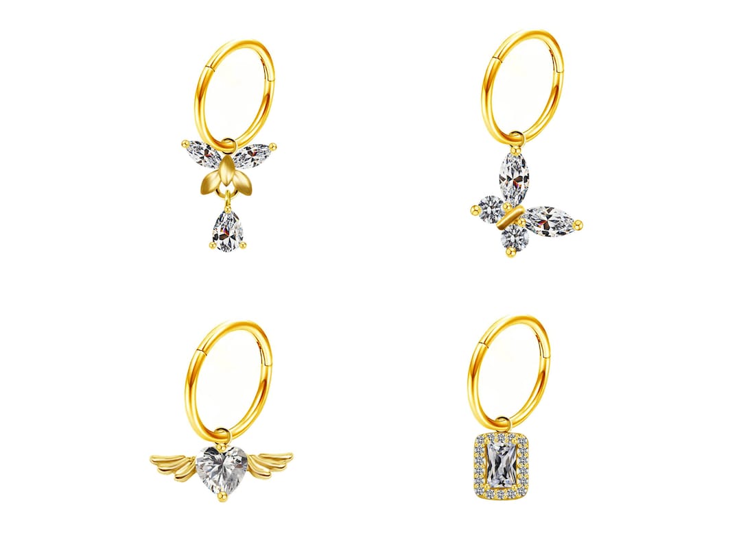 GOLD NOSE RING | Nose Hoop | Dangle Nose Ring | Nose Piercing | Nose ...