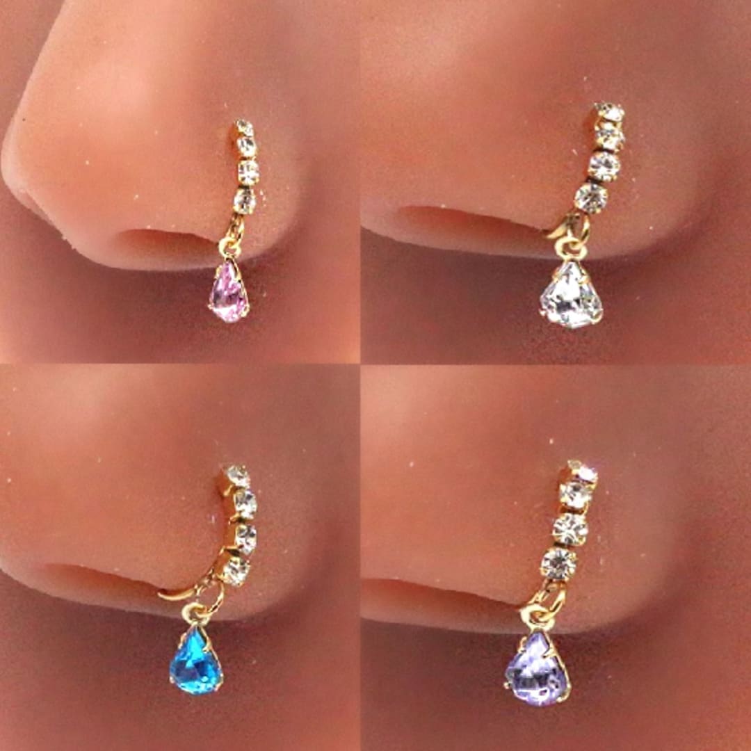TEARDROP NOSE RING | Nose Hoop | Dangle Nose Ring | Nose Piercing ...