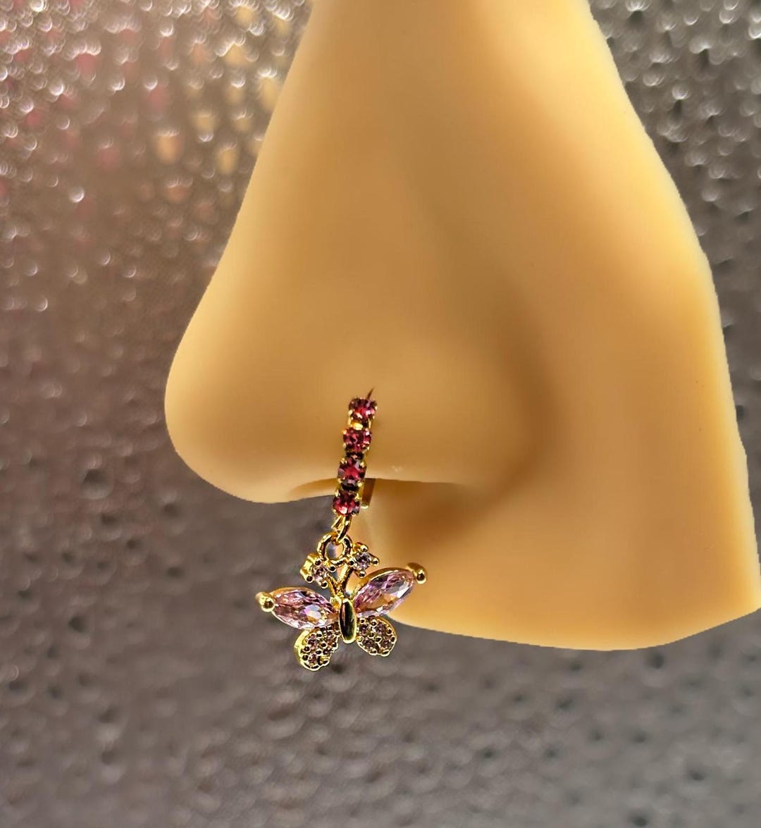 PINK/WHITE BUTTERFLY Nose Ring| Nose Piercing | Nose Jewelry | Nose ...