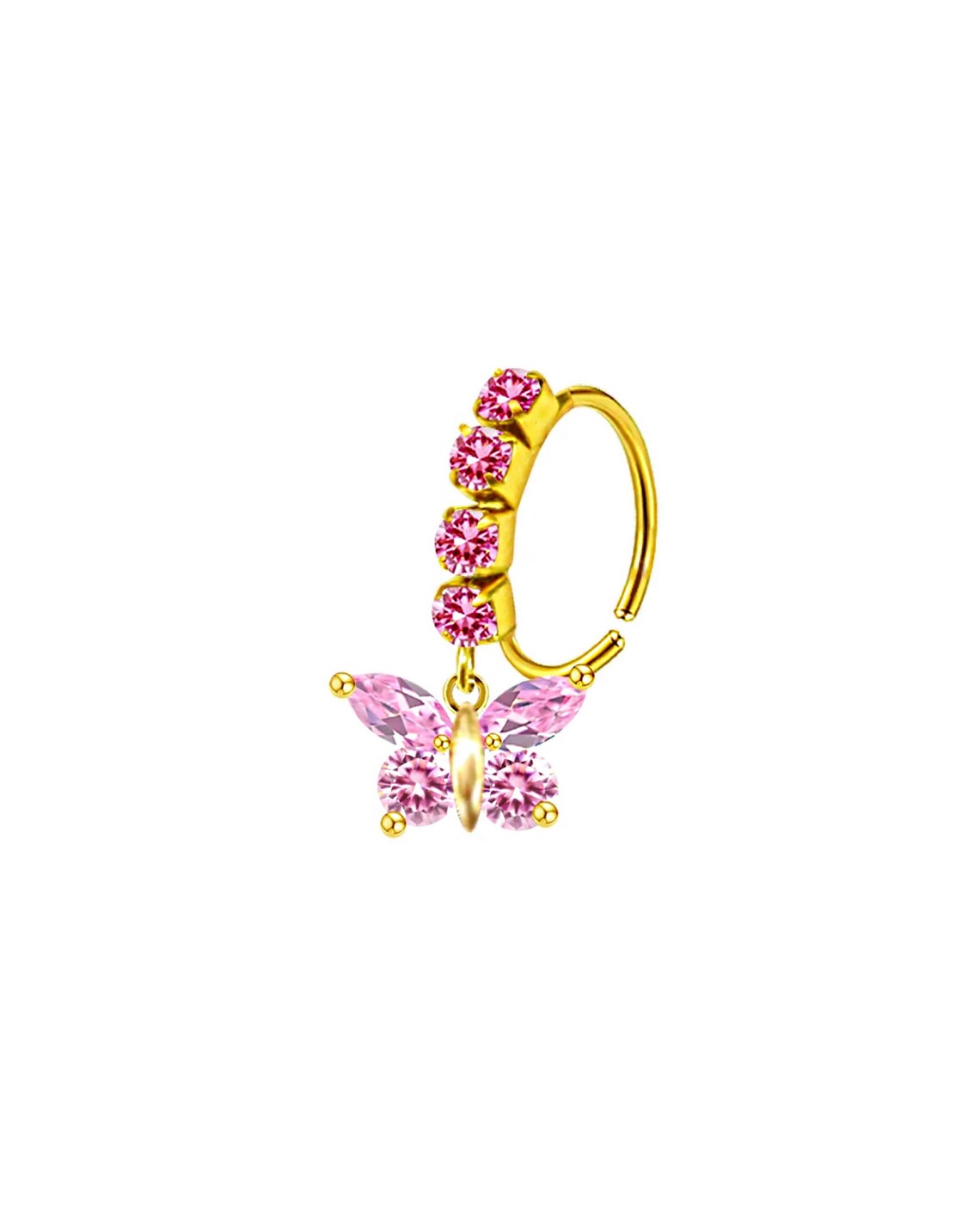 PINK BUTTERFLY Nose Ring| Nose Piercing | Nose Jewelry | Nose Stud ...