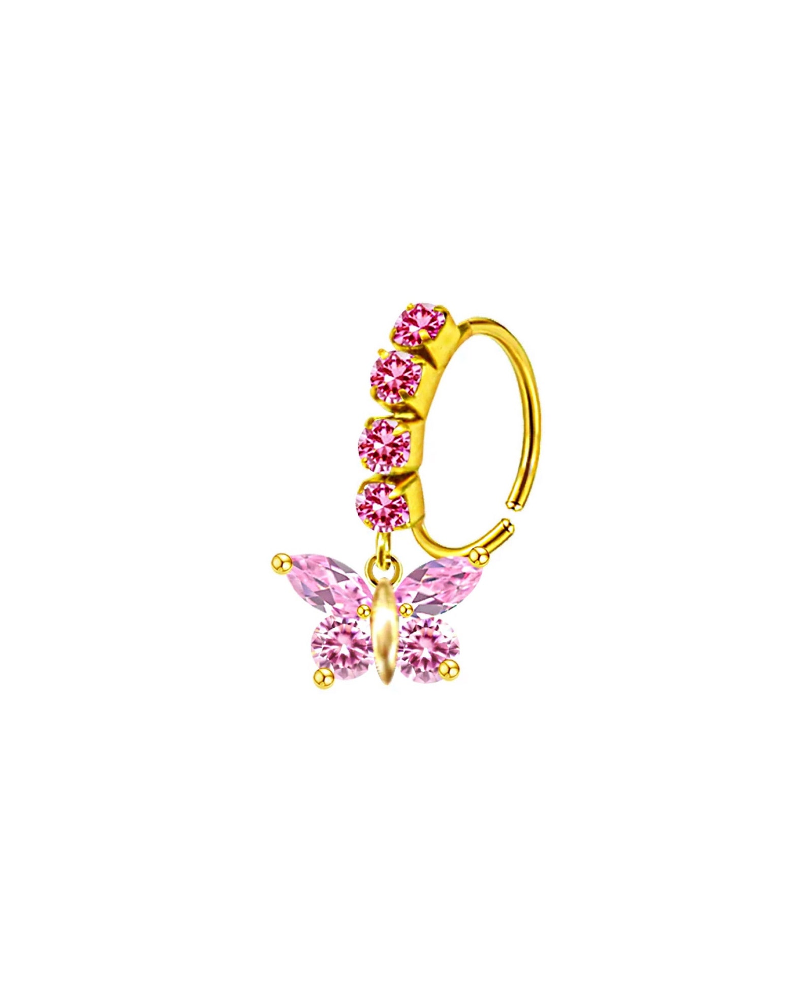 PINK BUTTERFLY Nose Ring Nose Piercing Nose Jewelry Nose - Etsy