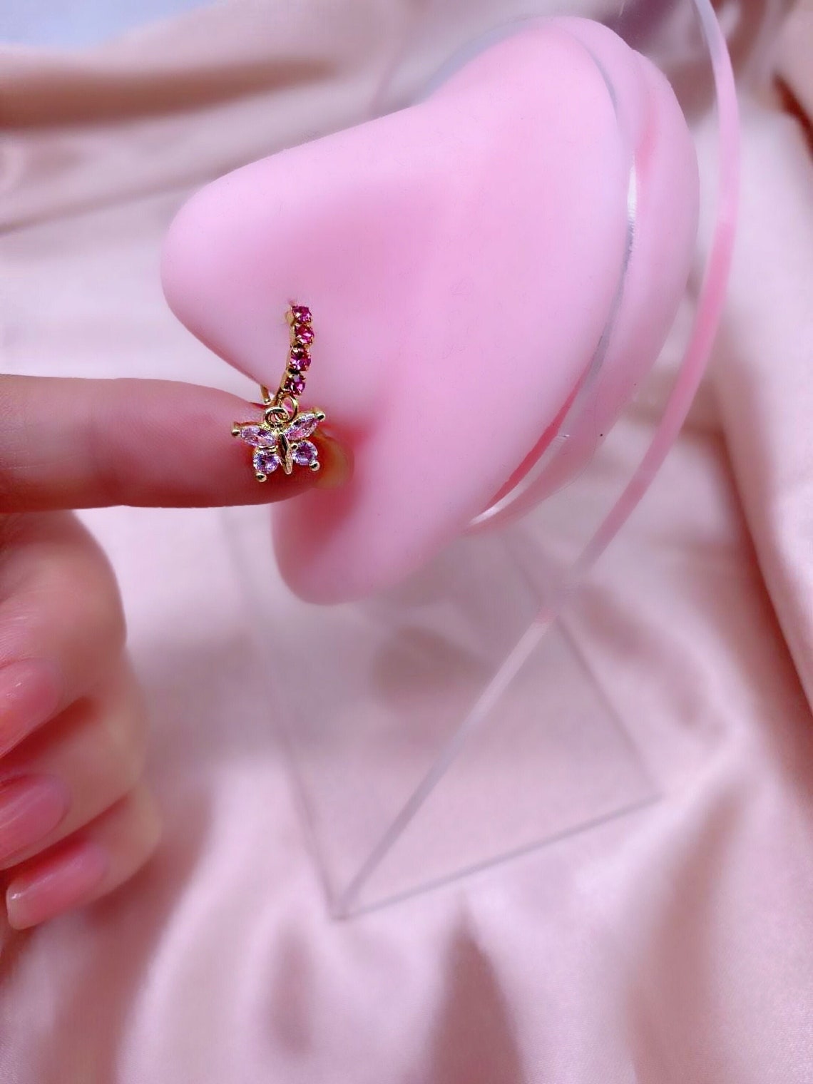 PINK BUTTERFLY Nose Ring| Nose Piercing | Nose Jewelry | Nose Stud ...