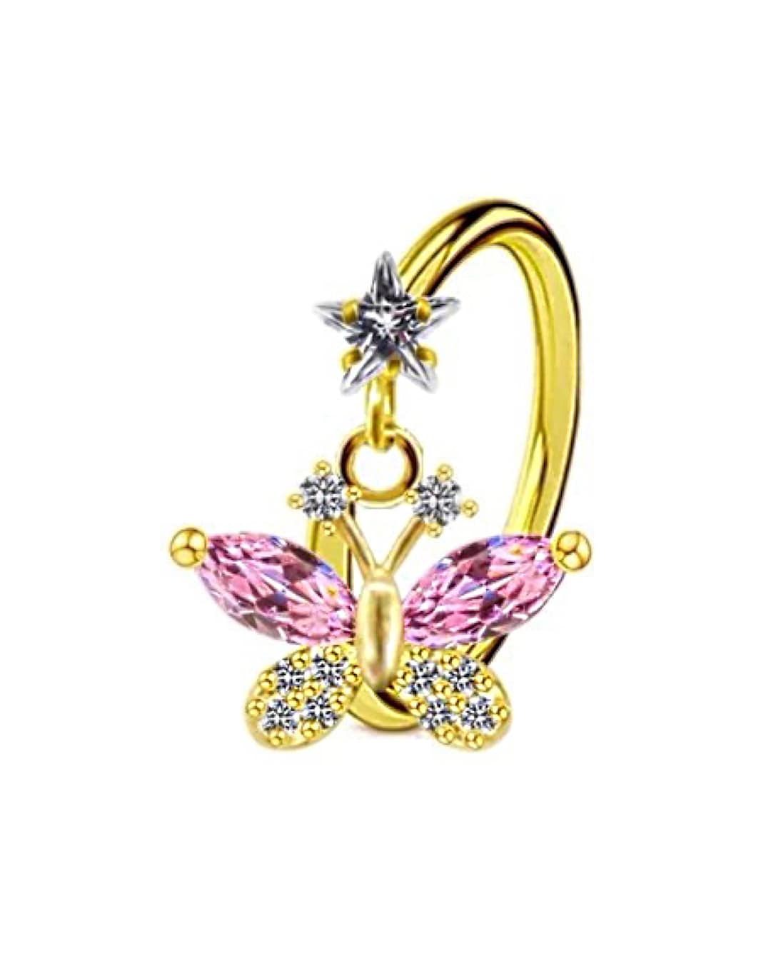 GOLD BUTTERFLY Nose Ring| Nose Piercing | Nose Jewelry | Nose Stud ...