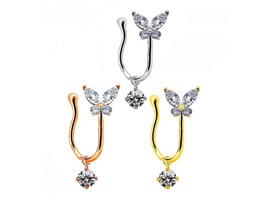 BUTTERFLY NOSE CUFF| Fake Nose Ring| Nose Ring| Nose Cuff Non Piercing ...