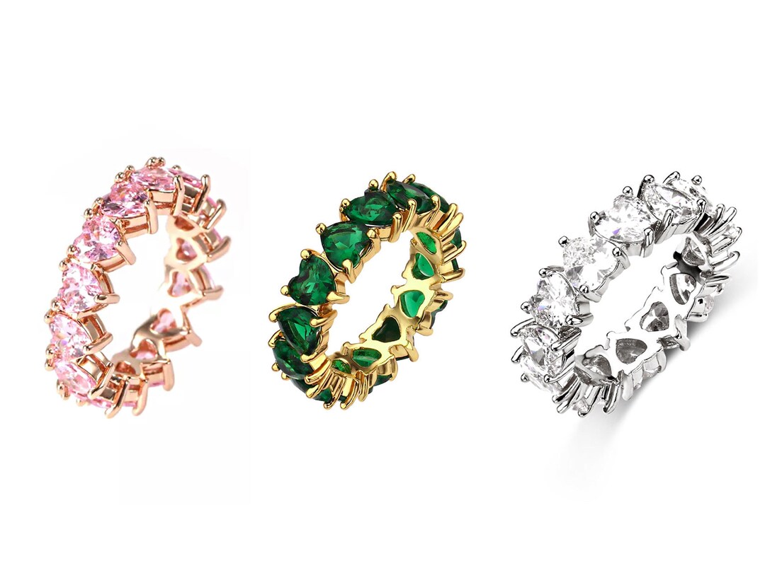 HEART ETERNITY RING Heart Stone Ring Statement Ring Cubic Zirconia ...