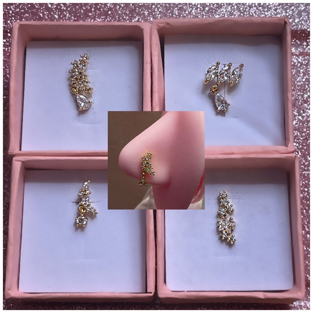 DANGLE NOSE STUD | L Bend Dangle Nose Stud | Nose Piercing | Nose ...