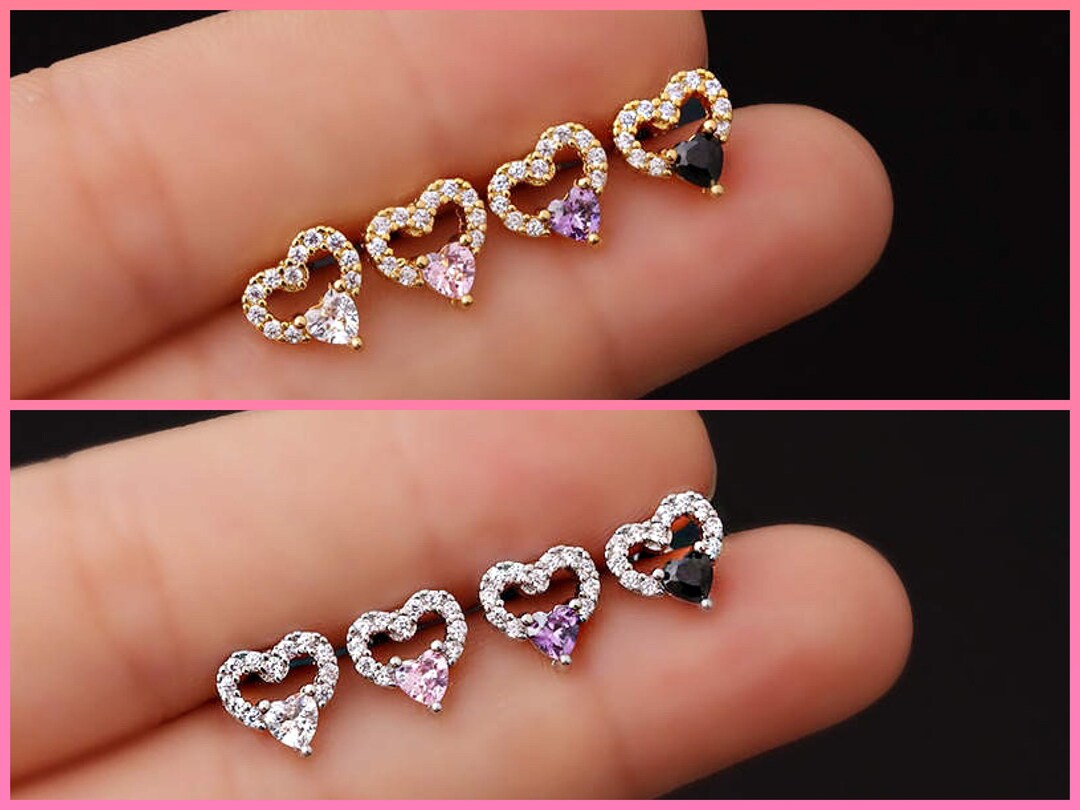 HEART NOSE STUD | L Bend Nose Stud | Nose Piercing | Nose Jewelry ...