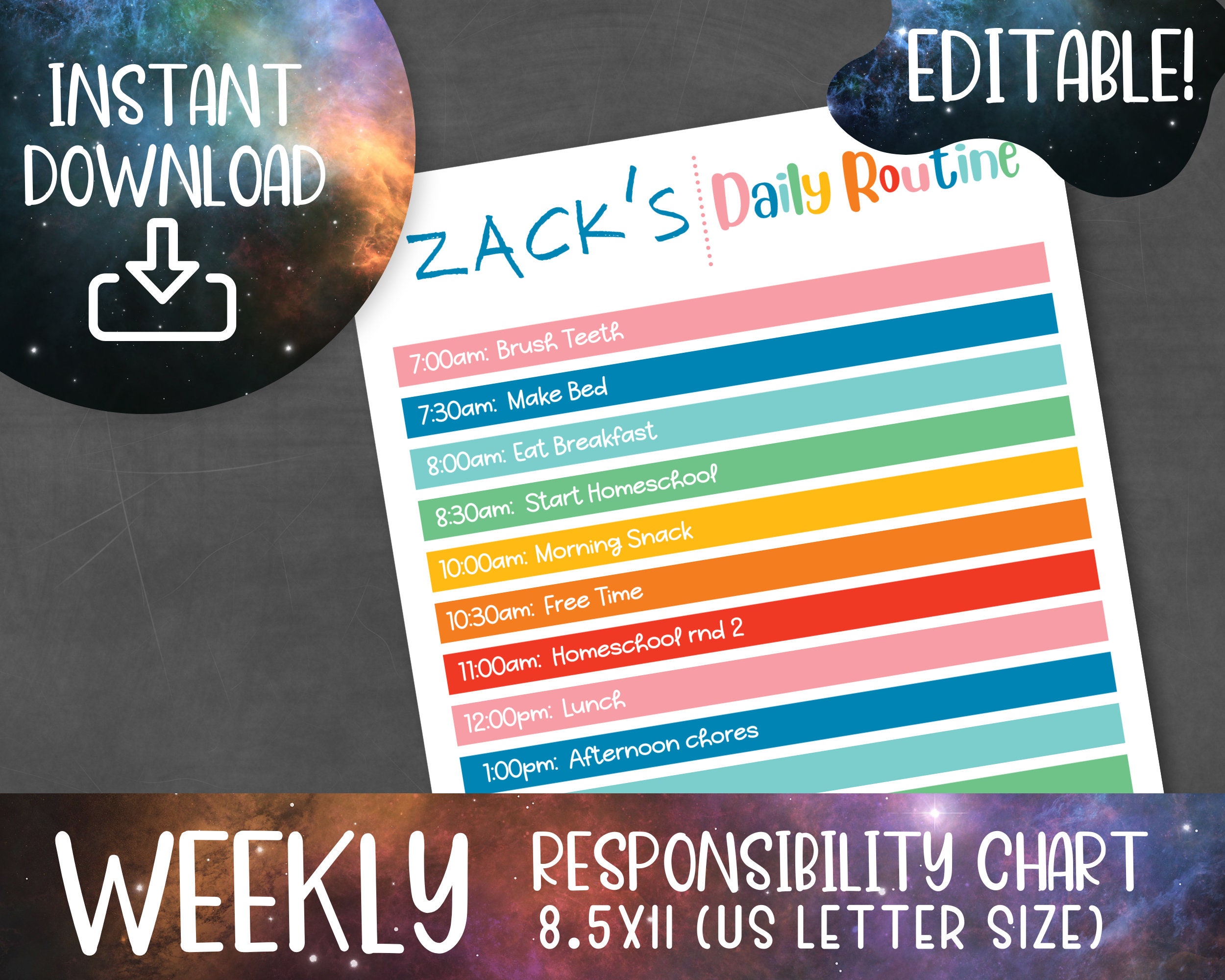 Homeschool Daily Rhythm Template | Homeschool Daily Routine | Kids ...