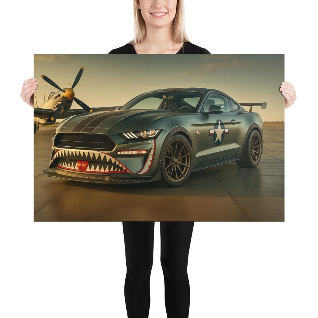 Flying Tiger Mustang GT Poster- Fantasy Landscape Ford V8 Muscle Car ...