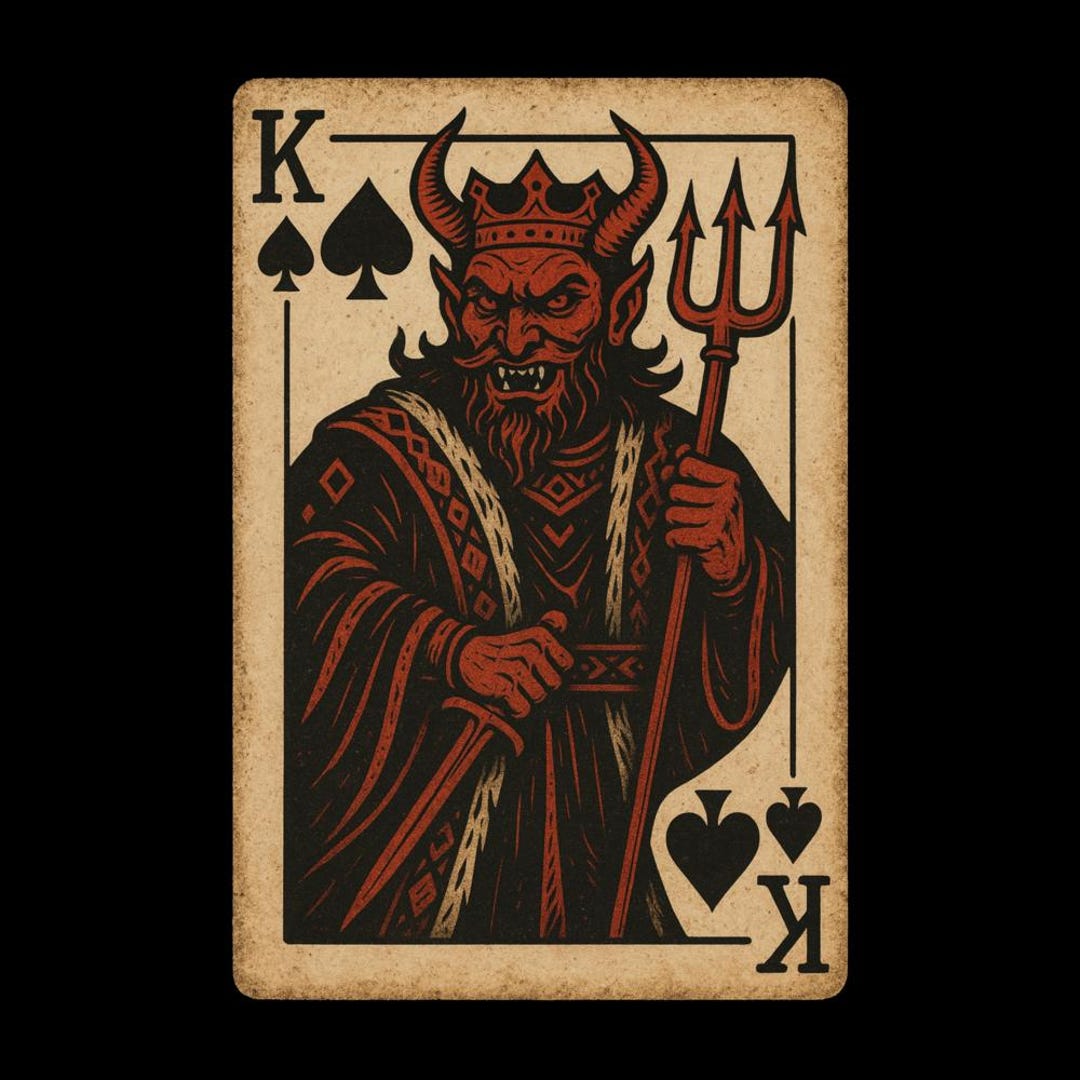 King of Spades Sticker: Evil King, Horns, Dagger, Trident - Etsy