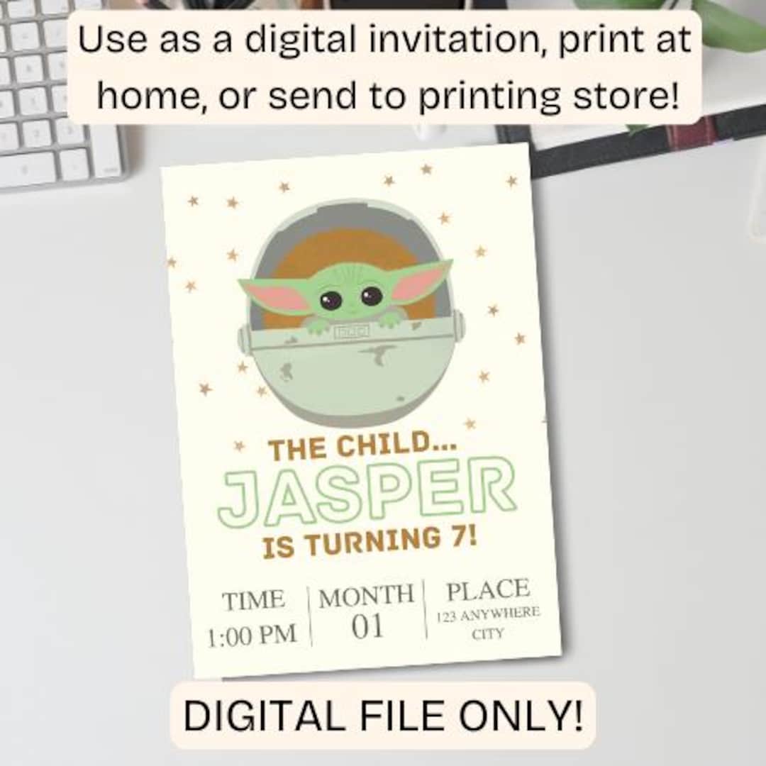 Editable Grogu Mandalorian Birthday Invitation Template, Grogu Invite ...