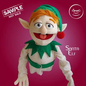 ELF PUPPET CUSTOM Professional Hand Rod Puppet half Body Christmas Elf ...