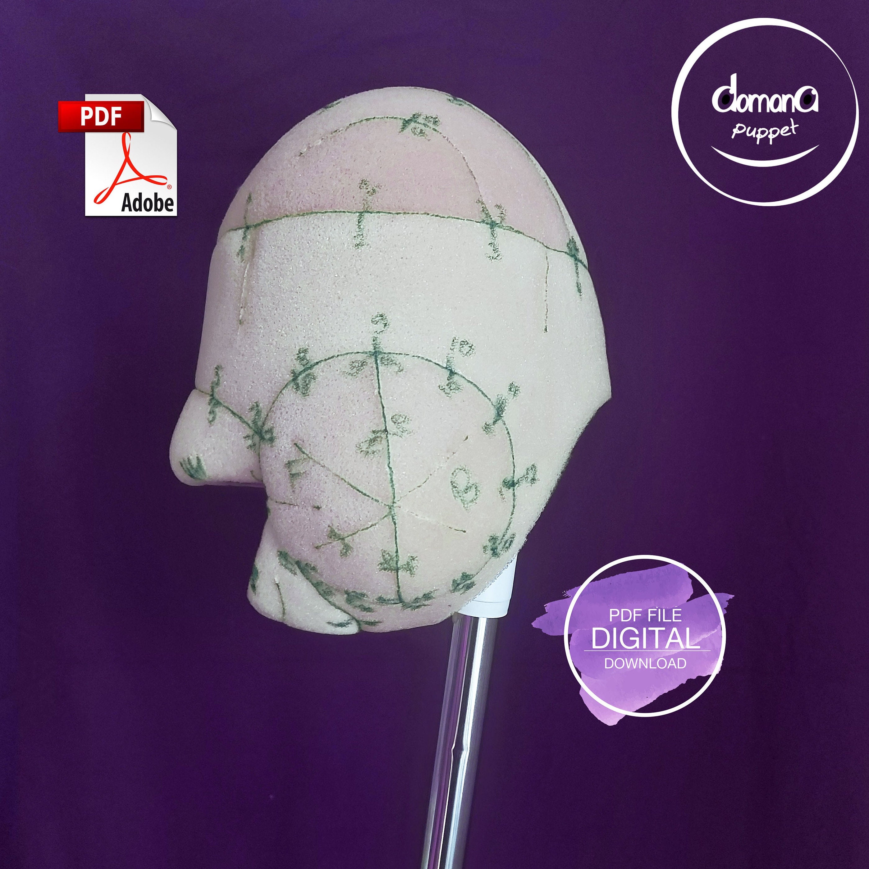 Puppet Head Foam Pattern Ruddy-cheeked Downloadable PDF File - Etsy ...