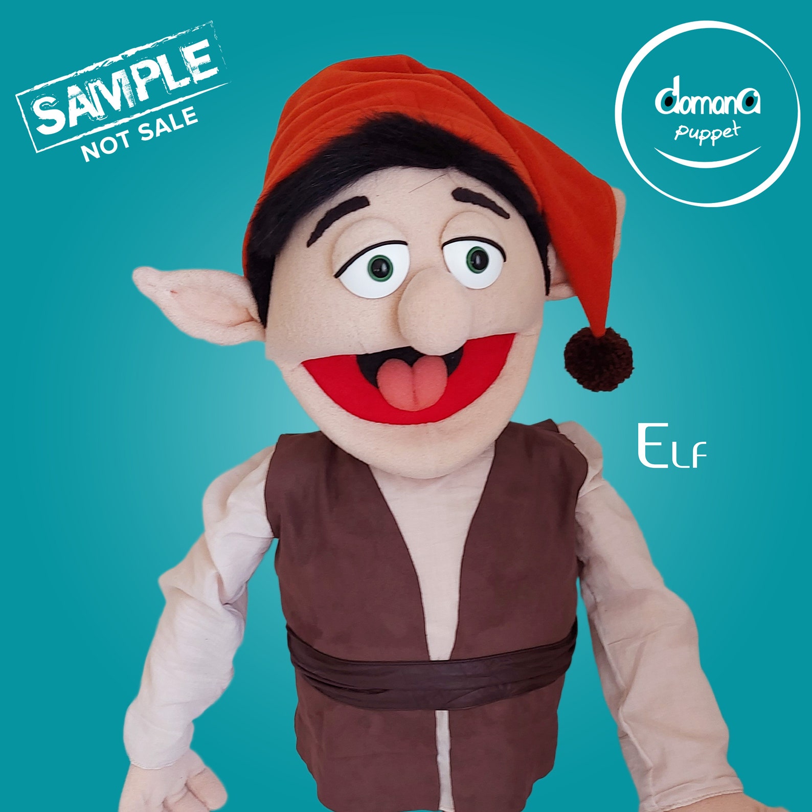 ELF PUPPET - CUSTOM Professional Hand Rod Puppet -half Body- Christmas ...